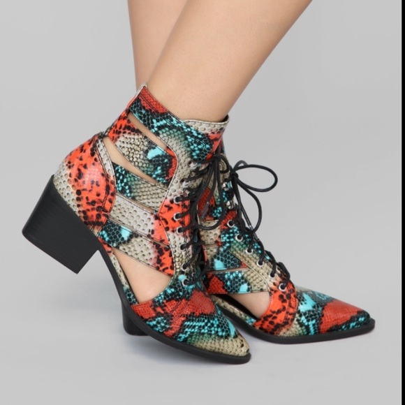 Shoes | New Faux Leather Snake Cutout Laceup Boots | Poshmark